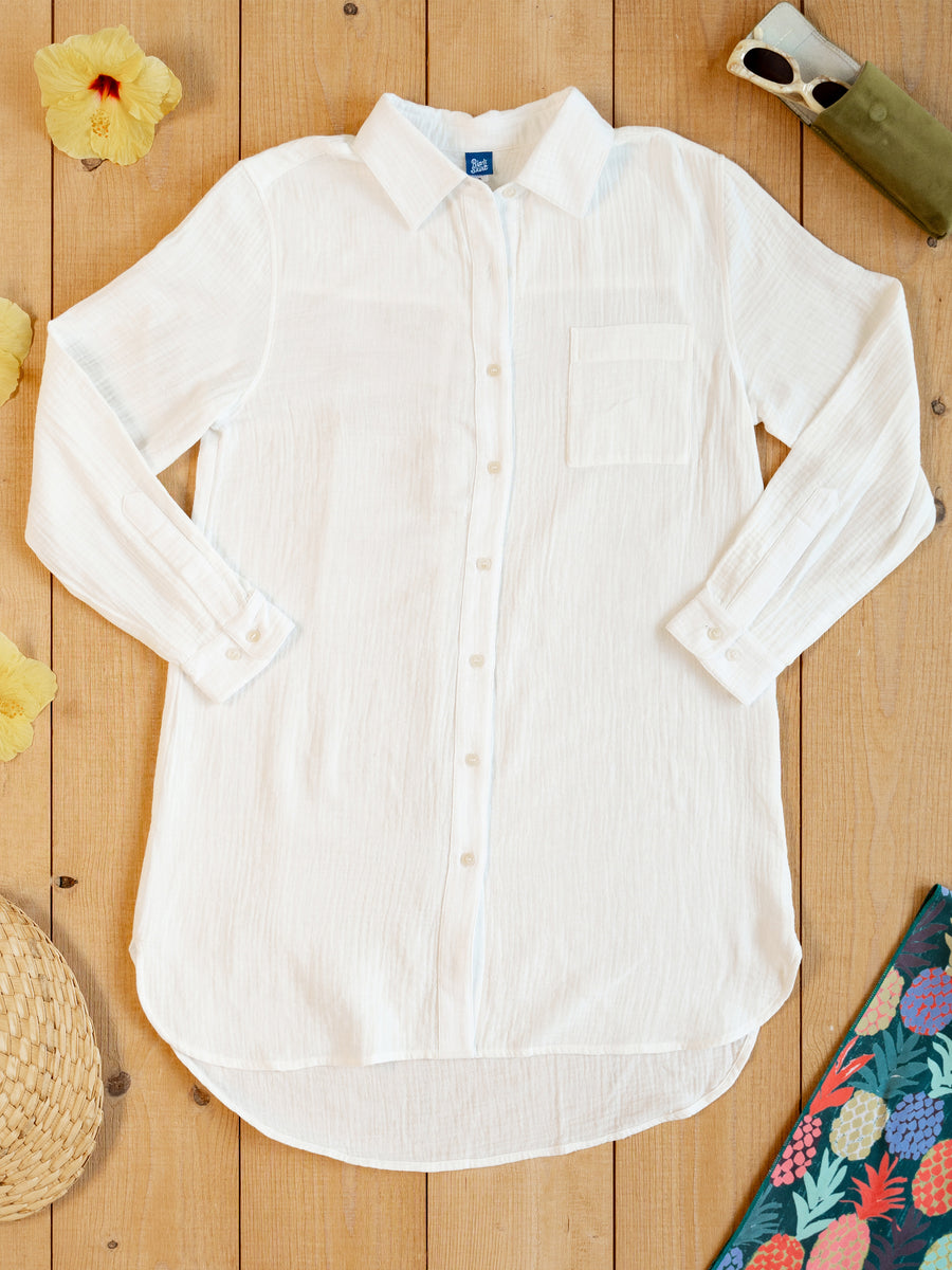 White | Beach Button-Up – RipSkirt Australia